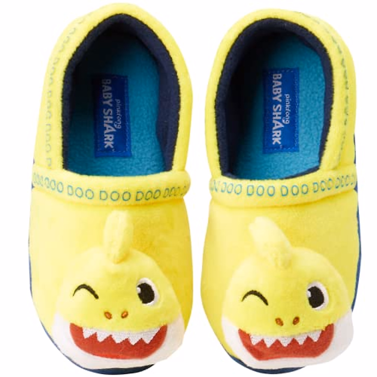 Nickelodeon Kids Baby Shark Slippers - Baby Shark Plush Slip-On Fuzzy Slippers (Boys/Girls), Size 9-10 Toddler, Yellow