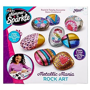 Shimmer ’n Sparkle Metallic Mania Rock Art DIY Painting Rock Craft Kit for ages 6 and Up