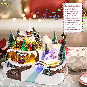 VCUTEKA Christmas Village Collectible Building - Church House with Skating Pond Lighted Musical Village Perfect Addition to Your Christmas Indoor Decorations or Holiday Displays
