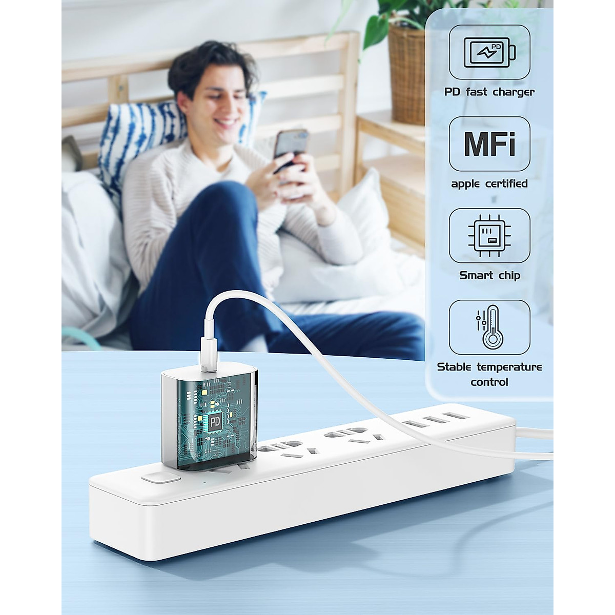Susnwere iPhone 14 13 12 Charger Fast Charging, 2 Pack 20W Fast PD USB C Wall Charger Adapter with 3Pack 6Ft USB C to Lightning Cable (MFi Certified) for 14/14 Plus/14 Pro/14 Pro Max/13/ White