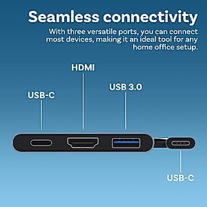 MMOBIEL HDMI Type C HUB Adapter - USB C to HDMI Adapter - USB 3.1/3.0 Charging Port Converter Compatible with MacBook Pro Samsung Galaxy S25/S24/S23/S22/S21 Note 20/10/9 Series - Grey Aluminium