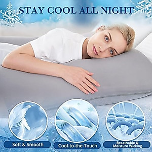 Sasttie Cooling Pregnancy Pillows for Sleeping, 57'' U Shaped Full Body Pillow Pregnant Pillow, Maternity Pillow for Pregnant Women, Pregnancy Must Haves, Light Grey