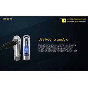 Nitecore Tiki Keychain Flashlight with UV High CRI Lights, 300 Lumens USB Rechargeable and LumenTac Charging Cable