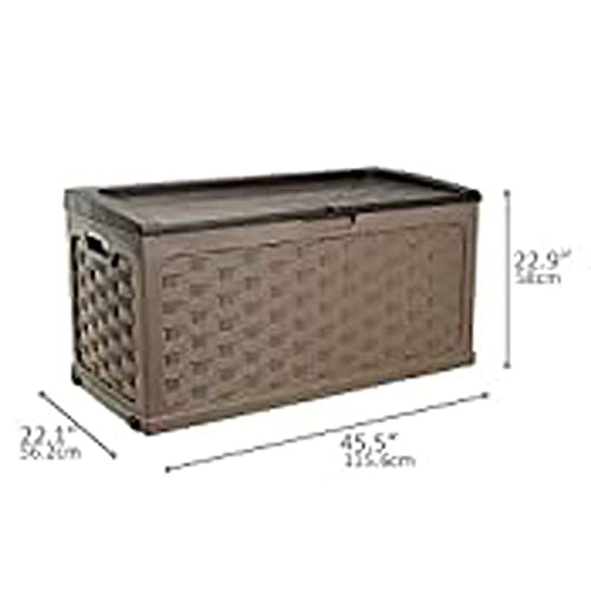 Starplast Sit-On Rattan Style Storage Box: 88 Gallon Outdoor Plastic Bin, Weather & Water Resistant, 45.7 x 22.8 x 22 Inches, 2 Color Options 56-811