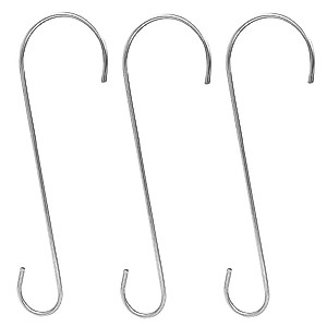 TQVAI 12-Inch Tree Branch Hook, Stainless Steel Bird Feeder Hook Hanger, Metal Hanging S Hooks for Bird Feeder, Bird House, Bird Bath, Plants, 3 Pack