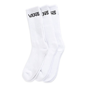 Vans Men's Classic Crew Socks (3 Pairs), White, Size 6-9.5
