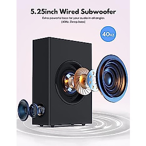 Puxinat 2 in 1 Separable Sound Bars for TV with Subwoofer, Bluetooth 5.0 Surround Sound System for Home Theater, ARC/Optical/Aux/USB TV Speaker, Treble/Bass Adjust, 10 EQ Modes, Remote Included