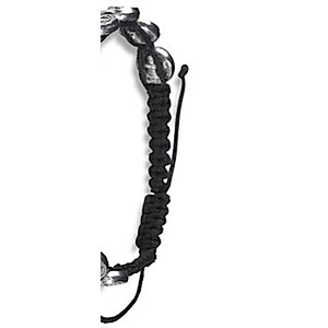 CB Silver Tone Saint Benedict Medal on Adjustable Black Cord Wrist Bracelet, 8 Inch, Pack of 5