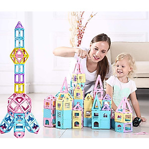 Magnetic Toys Magnet Tiles -3D Macaron Colors Learning & Development Building Blocks, Preschool Educational Construction Kit for Boys Girls Toddlers Gifts(30-Piece)-18