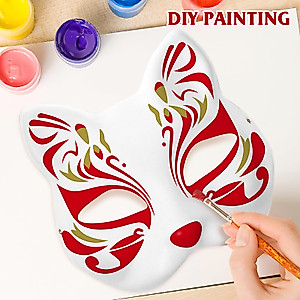 NUOBESTY 10 Pcs White Face Paper Masks Blank Mask for Decorating DIY Painting Masquerade Cosplay Party (Cat Style)