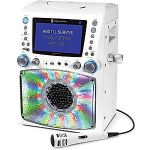 Singing Machine STVG785BTW Bluetooth Karaoke Machine with Disco Lights, White.