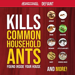 Catchmaster Defiant Liquid Ant Bait with 4 Reusable Bait Stations, Multi-Surface Ant Killer for Home, Discrete Ant Traps Indoor & Outdoor, Pest Control Traps, Reduce & Remove Ant Infestation Colonies