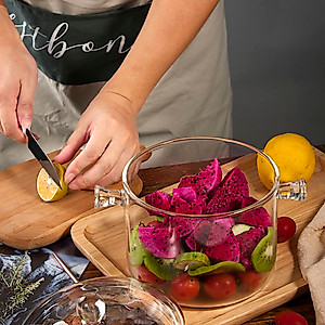 Glass Cooking Pot, 1.5L/50 OZ Glass Saucepan with Cover, Transparent Heat Resistant High Borosilicate Glass Stovetop Pot and Pan with Lid, Easy Grip Handles, Safe for Pasta Noodle (50OZ/1.5L)