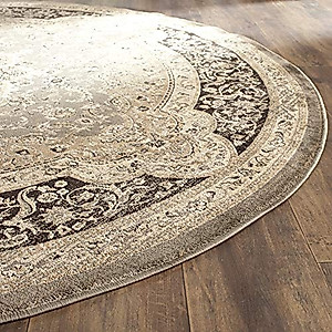 SAFAVIEH Vintage Collection 6'7" Round Taupe / Black VTG574D Oriental Traditional Distressed Area Rug