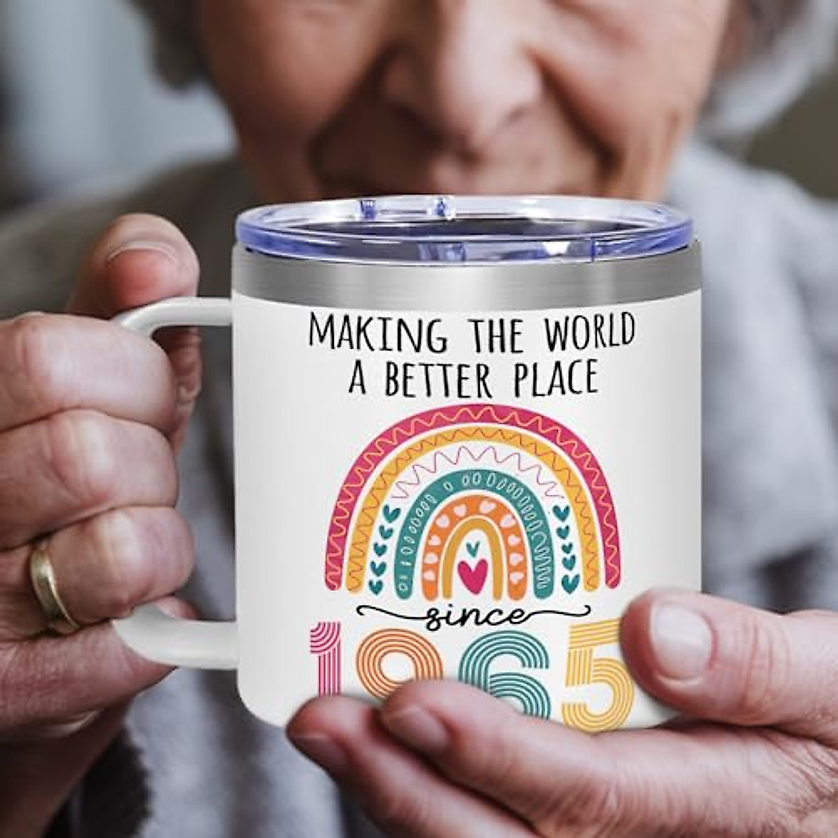 60Th Birthday 14 Oz Tumbler For Women, 60 And Fabulous Cup, 1965 Birthday Decorations - Sixty Years Old Gifts For Lady, Mom, Aunt, Grandma, Wife - Funny 60-Year-Old Gift & Birthday Decoration