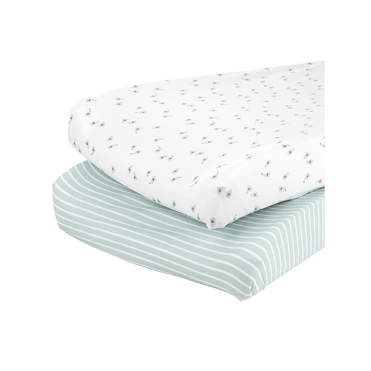 Simple Joys by Carter's Baby 2-Pack Cotton Changing Pad Covers, Stripe/Avocados, One Size