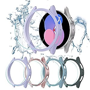Haojavo [4+6Pack] for Samsung Galaxy Watch 5/Galaxy Watch 4 44mm Screen Protector Case, 4 Pack Hard PC Cover Protective Bumper Shell + 6 Pack Tempered Glass Film for Galaxy Watch 44mm Accessories