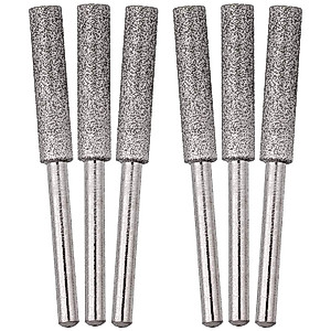 OIIKI 6 Pack Burr Grinding Stone File, Chainsaw Sharpener 3/16 Inch (Silver)