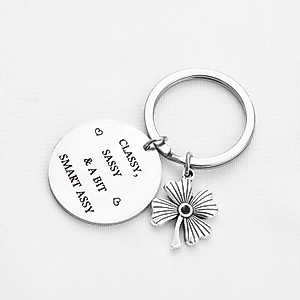 De&ai Positive jewelry Positive keychain women Inspirational gift Motivational gift for siser Inspirational keychain Inspirational keyring Motivational keyring a bit smart assy keychain