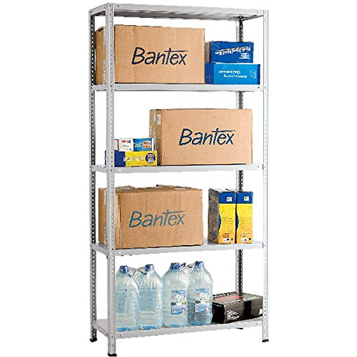 Rattan Wicker Furniture Metal 5 Adjustable Shelving Unit MS 150KD Storage Light Gray Color for Garage Home Office