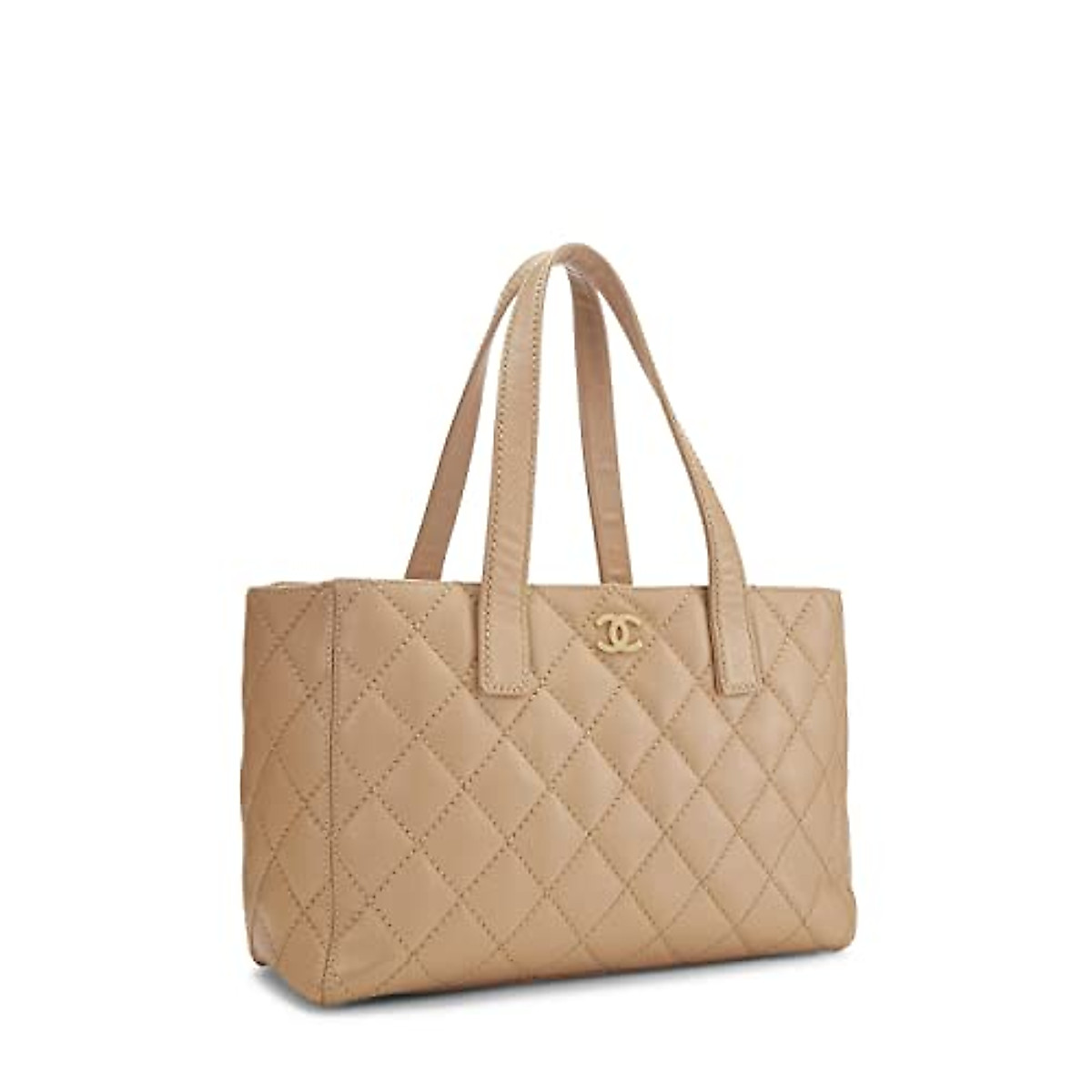 CHANEL, Pre-Loved Beige Calfskin Wild Stitch Tote Large, Beige
