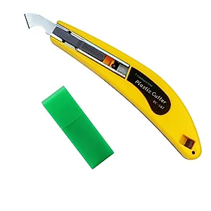Acrylic Plexiglass Sheet Cutter Scoring Knife Tool,With a Curved Handle,It Is More Convenient To Use.One handle,11 blades.(Yellow)