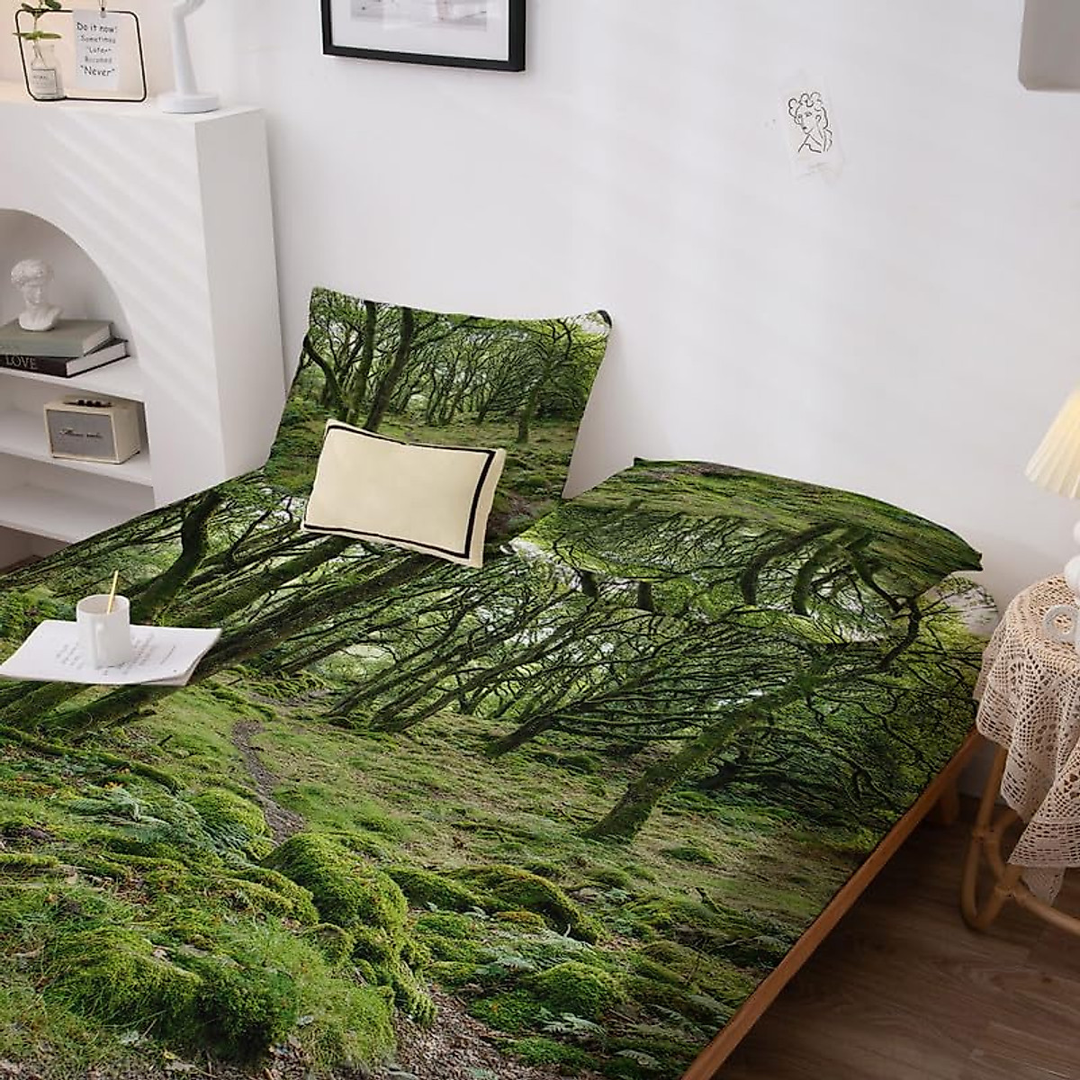 zcsm Landscape Sheets Full Size Sheets - Rainforest Bedding Sheets & Pillowcases - Luxurious 100% Microfiber, High Thread Count Print, Flat Sheet & Deep Pocket Fitted Sheet & 2 Pillowcases