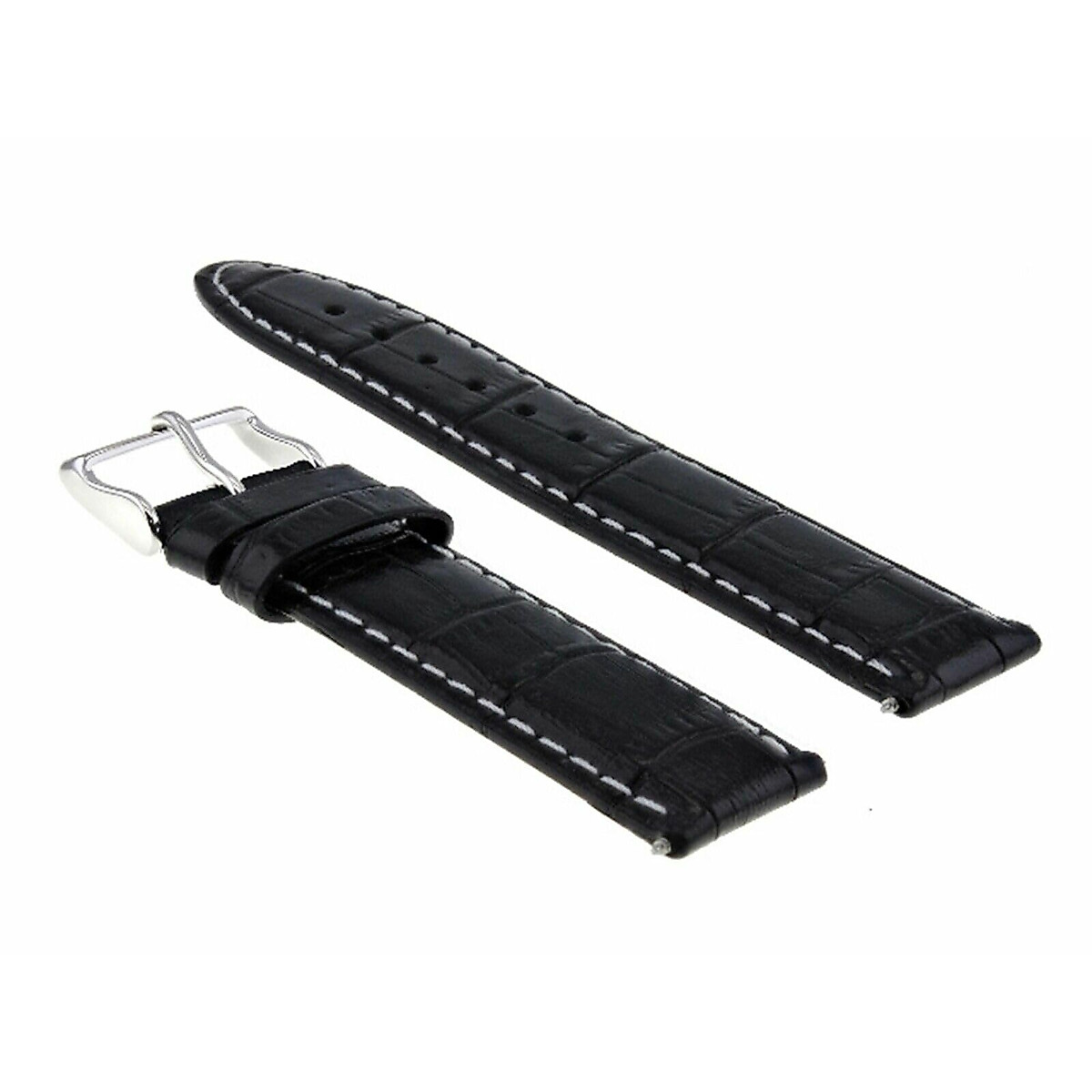 Ewatchparts 18MM GENUINE LEATHER WATCH BAND STRAP COMPATIBLE WITH IWC PILOT PORTUGUESE TOP GUN BLACK WS