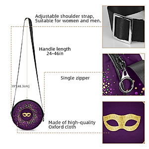 Unicey Crossbody Bags for Women, Mardi Gras Dotted Round Crossbody Wallet, Fashion Circle Crossbody Purse Clutch Handbag