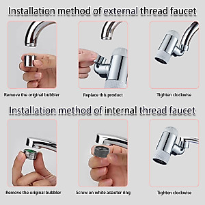 Kitchen Faucet Sprayer Attachment Universal Faucet Extender with 4 Mode, Swivel Faucet Aerator Kitchen Faucet Head Replacement, Bathroom Sink Water Sprayer Attachment for Washing Face, Mouthwash