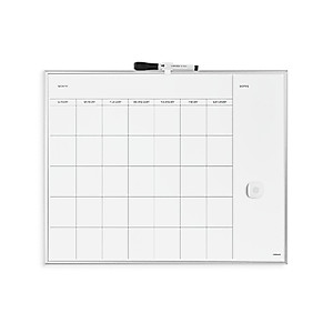 U Brands Magnetic Monthly Calendar Dry Erase Board, 16 x 20 Inches, Silver Aluminum Frame, Magnet and Marker Included (361U00-01),Silver Frame