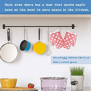 DOERDO 2 Pack Kid Oven Mitts for Children Heat Resistant Kitchen Mitts, Great for Cooking Baking, Age 4-12 (7"x4.7", Sweet Heart)