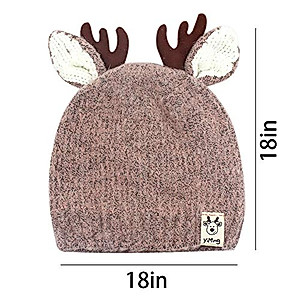 Cute Reindeer Antlers Baby Beanie Soft Warm Crochet Knitted Hat for Toddler Girls Boys Pink