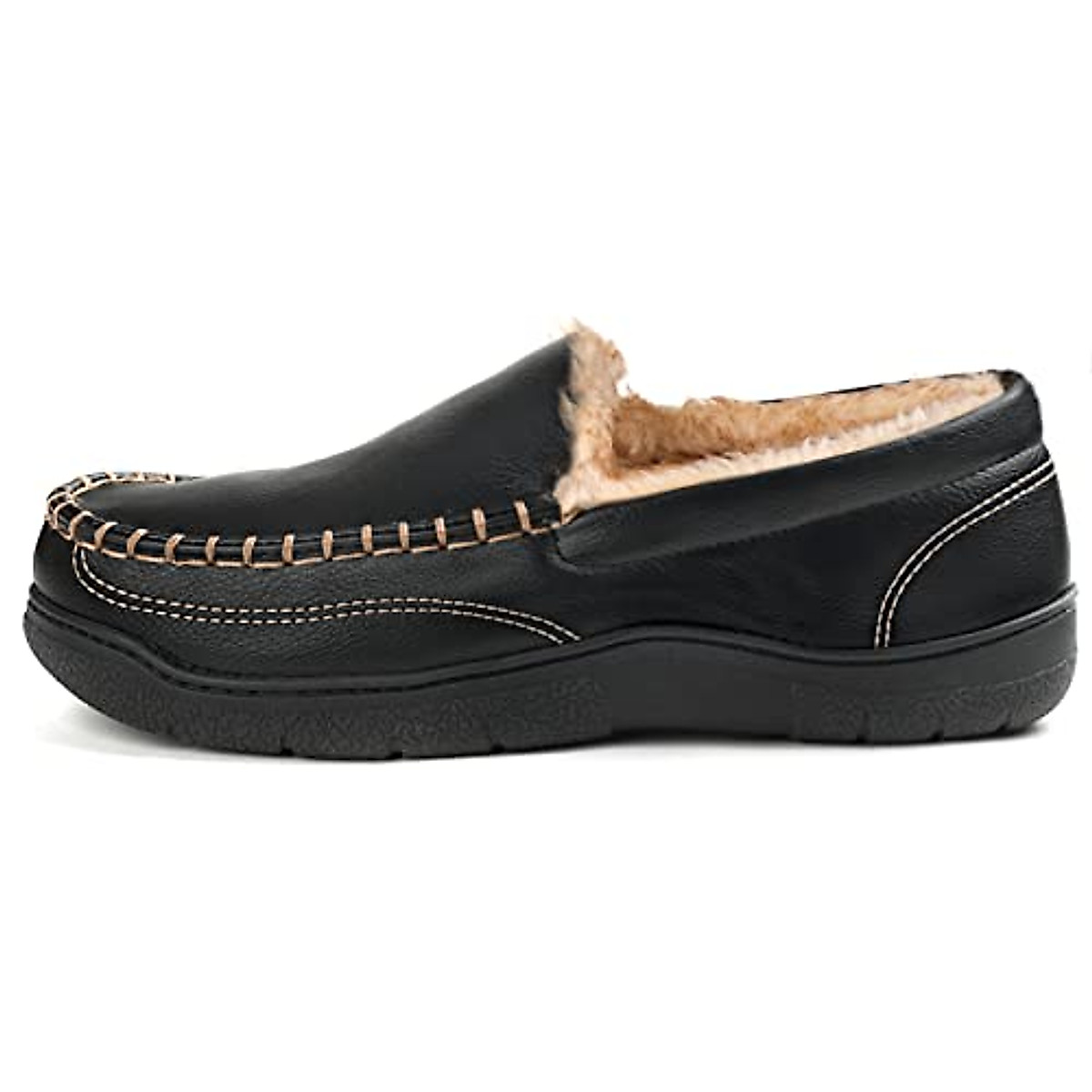 ULTRAIDEAS Men's Venetian Slipper Indoor/Outdoor House Shoe with Memory Foam Comfort (Black/Ink, Size 10)