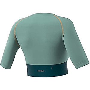 adidas Women's Sportphoria Short Sleeve Crop AEROREADY, Hazy Green/Wild Teal, X-Large