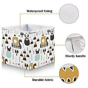 Kigai Viking Boat Storage Baskets, 16x11x7 in Collapsible Fabric Storage Bins Organizer Rectangular Storage Box for Shelves, Closets, Laundry, Nursery, Home Decor