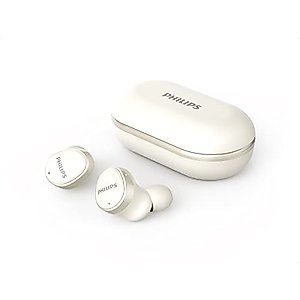 Philips T4556 True Wireless Headphones with Active Noise Canceling (ANC) and IPX4 Water Resistance, White