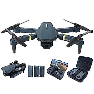 Super Endurance Foldable Drone with Camera for Beginners– Long Flight Time, WiFi FPV Quadcopter with 120°Wide-Angle HD Camera, Optical Flow Positioning, Follow Me, Dual Cameras(3 Batteries) V4