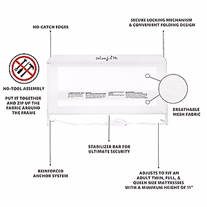 Dream On Me Lilibet Twin/Full/Queen Mesh Safety Bed Rails | Set Double Pack | 2340
