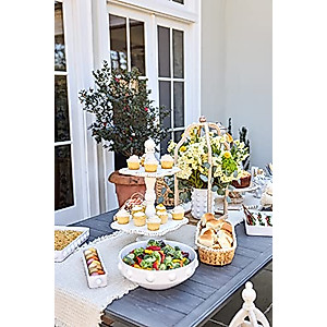 Mud Pie Beaded Serving Bowl, White, 5" x 12" dia