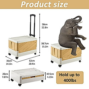 XCBYT Storage Bins with Wheels, Foldable Cart with Wheels Storage Bins Rolling Crate Collapsible Cart with Wheels Teacher Cart on 4 Universal Wheels Shopping Cart