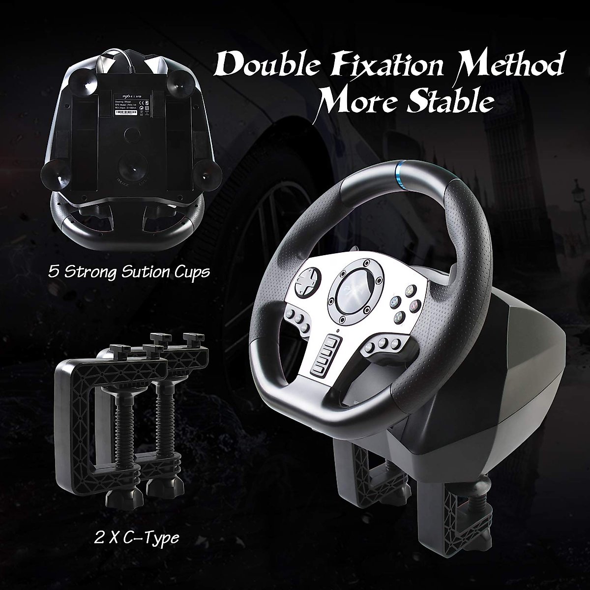 PXN V9 Game Racing Wheels,270°/900°PC Steering Whee With Pedals and Shifter,Support Vibration and Headset Function,for PC Xbox One, Xbox Series S/X,PS4, PS3,Switch