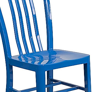 Flash Furniture Gael Commercial Grade 2 Pack Blue Metal Indoor-Outdoor Chair