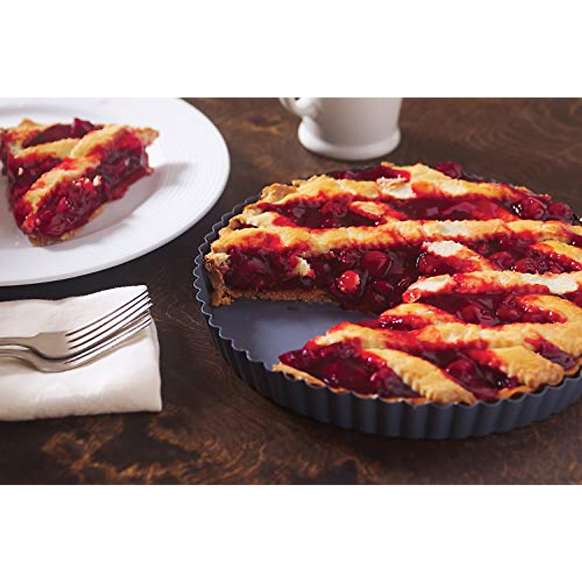 Fox Run Removable Bottom Non-Stick Tart and Quiche Pan, Loose Bottom Quiche Pan - 9.5-inch