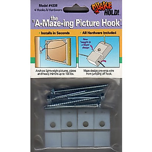 Ready America 4338 Anti-Fall Heavy Duty Picture Hook, 4Piece, 100 Lb. Load Capacity