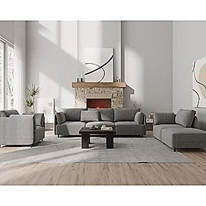 Acanva Convertible Modular Sectional Sofa for Living Room, Free-Combination Armchair Loveseat with Removable Backrest, L Shaped Couch, Light Grey 4 Piece Set