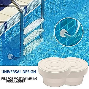 4 Pack Pool Ladder Bumpers for Inground Pool, Steps Inside Plug Caps Fit 1.90in Inner Diameter Ladder Tubing for Protect Swimming Pool Liner, Rubber Ladder Foot Cover, White