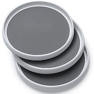 Rarapop 3 Pack Non Skid Lazy Susan Turntable Display Stand, 12-Inch Rotating Spice Rack Spinning Organizer for Cabinet, Pantry, Refrigerator, Countertop