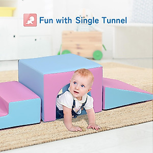 JOYMOR Indoor Soft Foam Climber Play Sets, Beginner Toddler Climber with Slide, Stairs and Ramp, Indoor Climbing Toys for Toddlers, Kids and Children