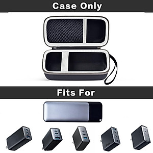 casmilee Case Compatible with Anker 737/735/ 736/717 USB-C Portable Charger Power Bank, Fast Foldable Wall PowerBank Bag for GaN Prime Nano II AC Adapter, Powercore Pocket for lights Cable - Black